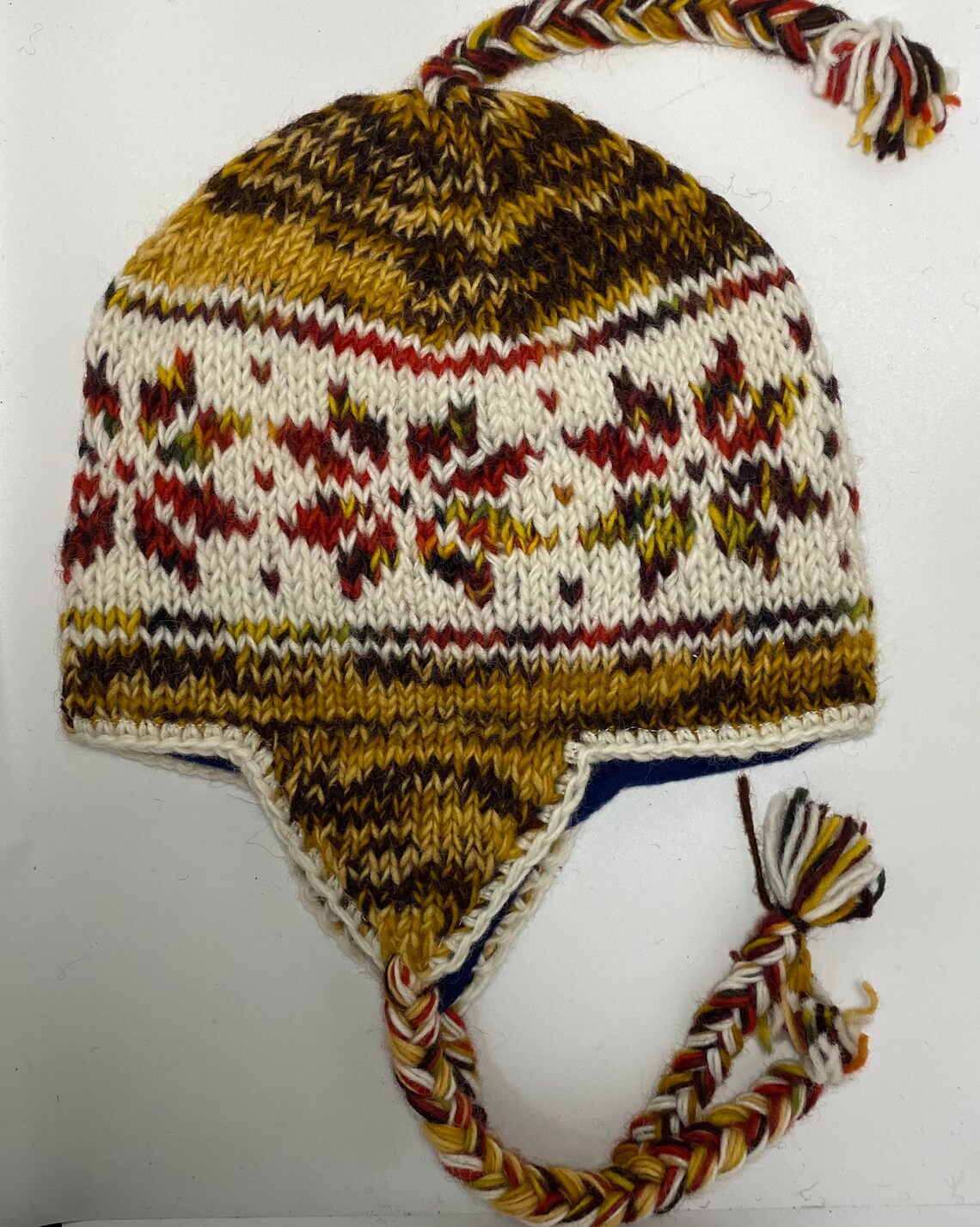 Himalayan Woolen Cap 100% Nepali Wool W Fleece/ Hand Knitted Ski and ...