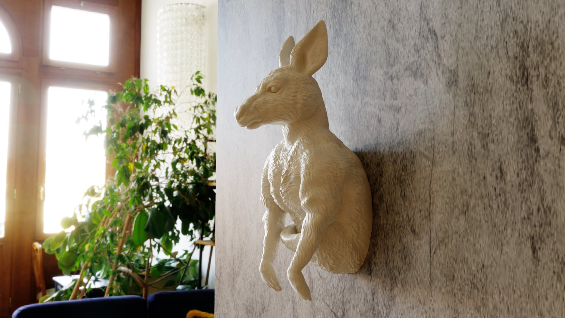Wall Mounted Kangaroo Sculpture, Kangaroo Head, Wall Art, Home Decor ...