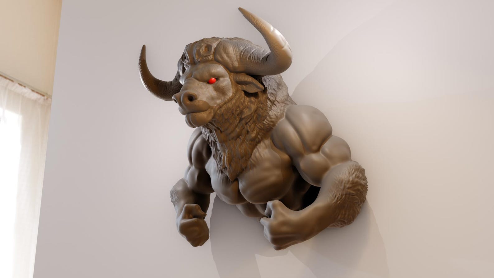 Minotaur Head Wall Mount With Arms, Greek Mythical, Spanish Bull Head ...