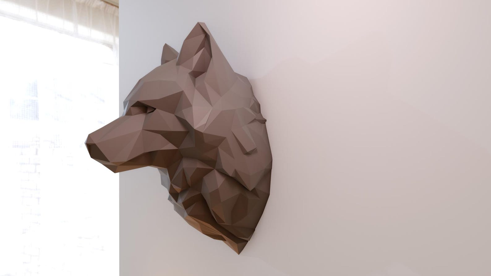 Wolf Head Low Poly, Wall Art, Decor, Wall Mount, Head Taxidermy, Bear ...