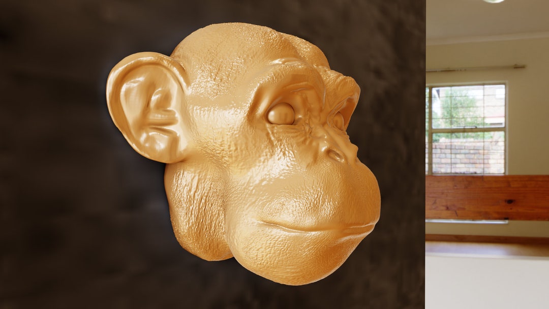 Ape Monkey Head, Wall Art, Decor, Wall Mount, Head Taxidermy, Monkey ...