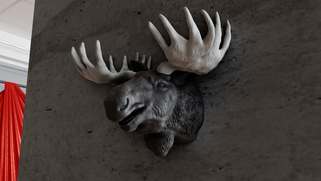 Wall Mounted Moose Head, Faux Taxidermy for Home Decor, Deer, Elk, Stag ...