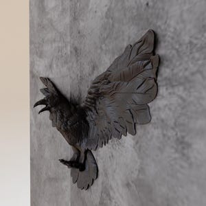 Raven With Wings Spread Cawing Wall Mount, Crow Head, Art, Decor ...