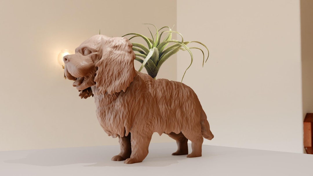 Cavalier King Charles Spaniel Dog Smiling Planter Pot Flower Vase, Wall ...