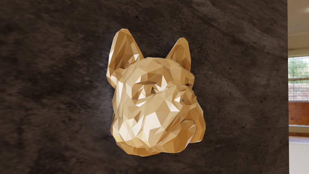 French Bulldog Head Wall Mount Low Poly, Geometrical, Dog Head, Animal ...