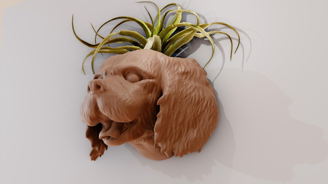 Cavalier King Charles Spaniel Dog Head Smiling Wall Mount Planter Pot ...