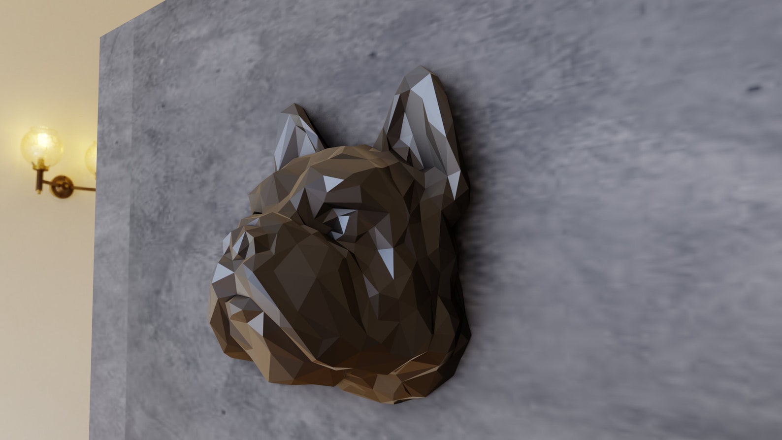 French Bulldog Head Wall Mount Low Poly, Geometrical, Dog Head, Animal ...