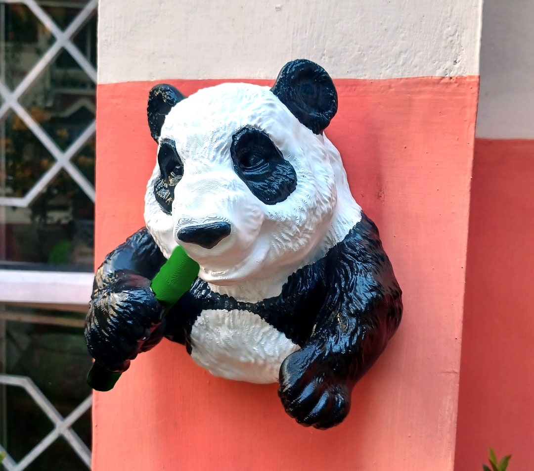 Panda Head Wall Mount, Black Panda, Bear Head, White Faux Taxidermy ...