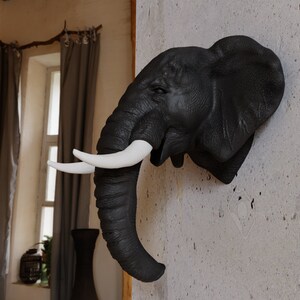 Elephant Head With Trunk ,wall Mounted 3d Jungle Animal Head Modern ...