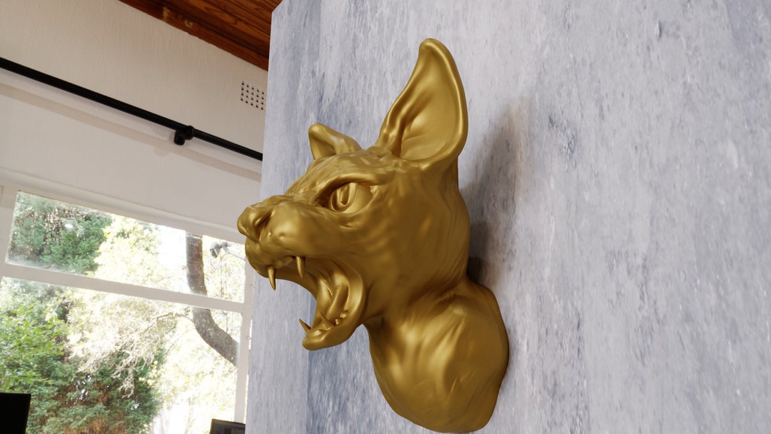 Sphinx Cat Mouth Open Head Wall Mount, Animal, Feline , Pet, Home Decor ...