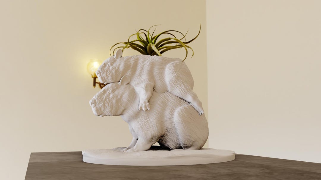 Capybaras Playing Cute Funny Planter Pot Decor, Flower Vase, Home, Art ...