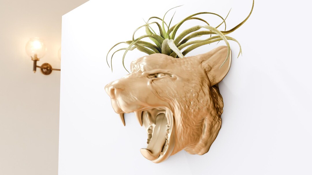 Cheetah Roaring Head Planter Pot Flower Vase Wall Mount Taxidermy ...