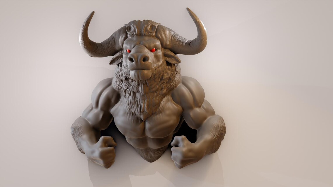 Minotaur Head Wall Mount With Arms, Greek Mythical, Spanish Bull Head ...