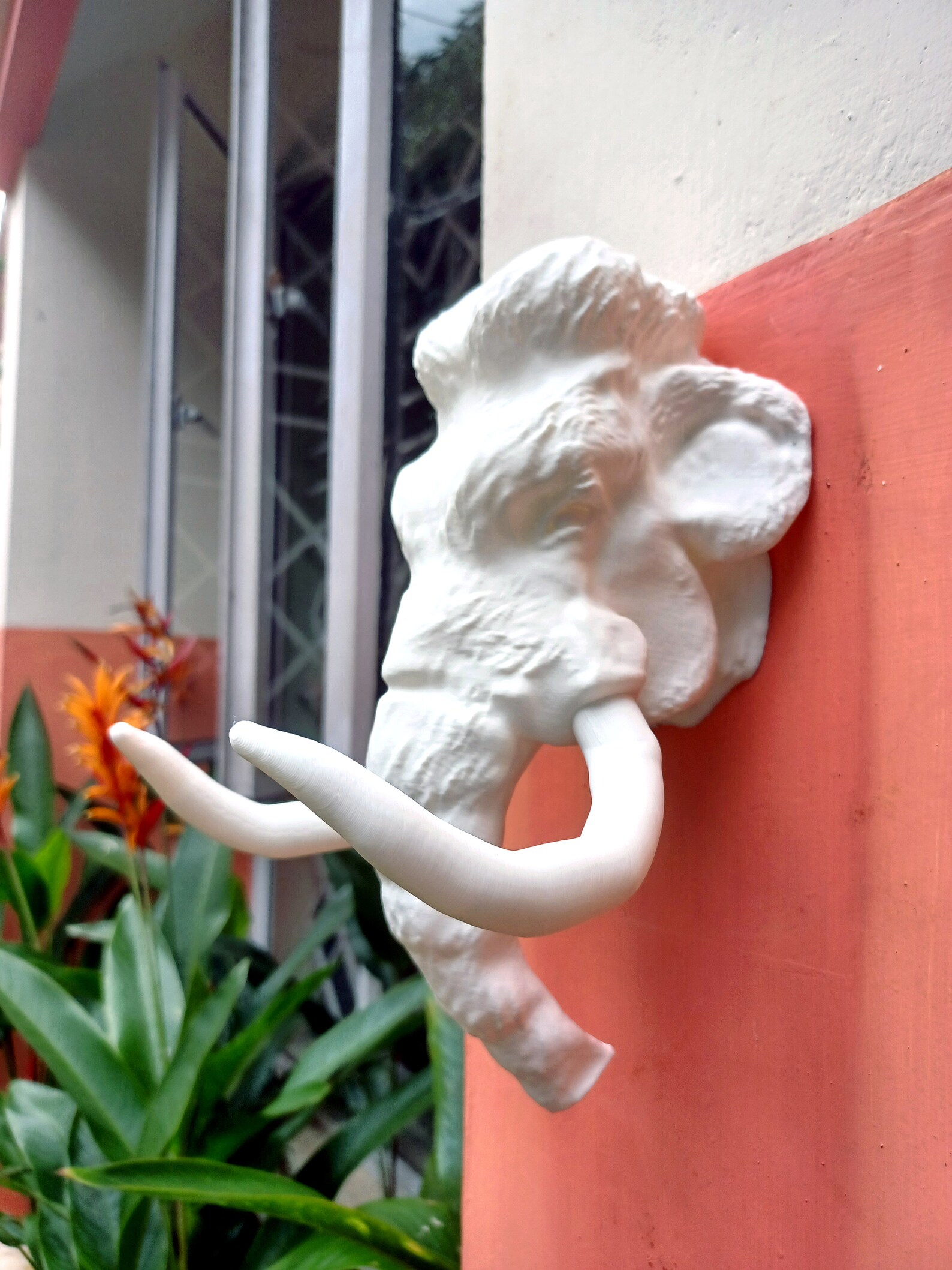 Mammoth Head Wall Mount, Mammoth Art, Animal Head, White Faux Taxidermy ...