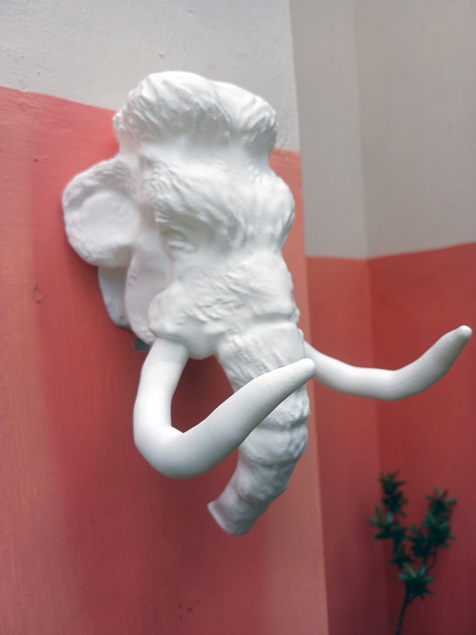 Mammoth Head Wall Mount Mammoth Art Animal Head White Faux - Etsy