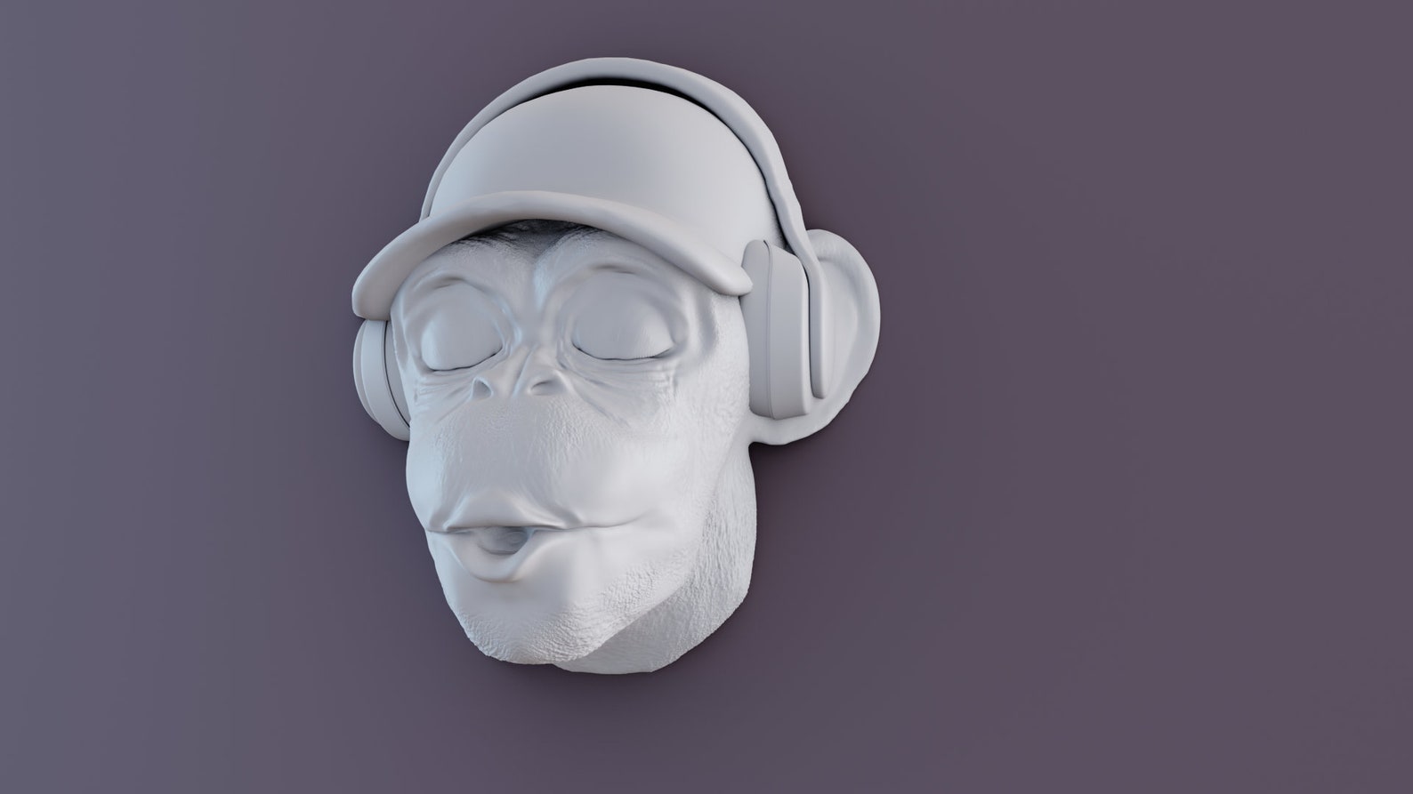 Monkey Head Wall Art, Mounted, Listening to Music and Whistling With ...
