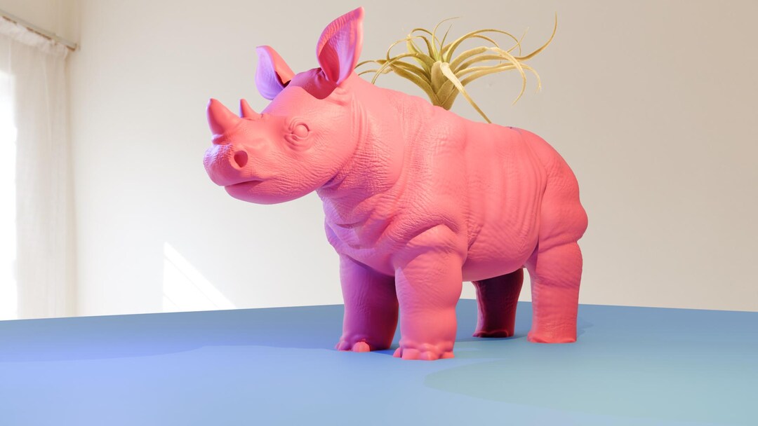 Baby Rhino Planter Pot Flower Vase, Rhino Head, Wall Mount Art, Home ...