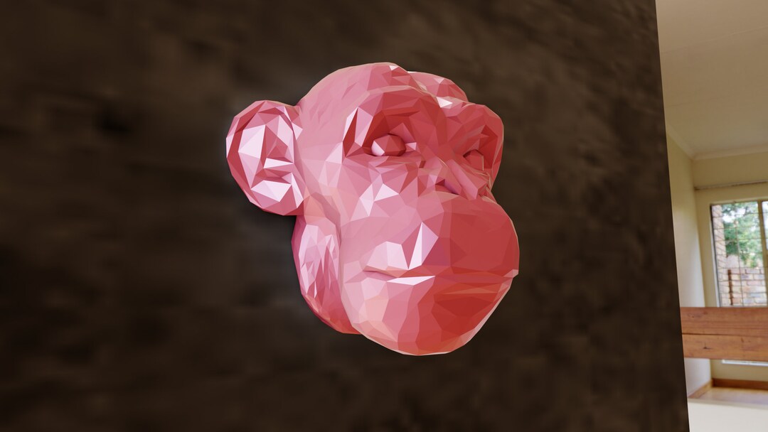 Ape Monkey Low Poly Head, Wall Art, Decor, Wall Mount, Head Taxidermy ...