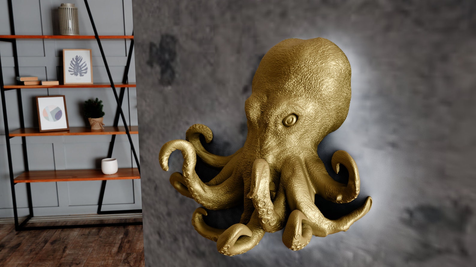 Octopus Head Wall Mount, Wall Art, Decor, Swimming Sea Creature, Head ...