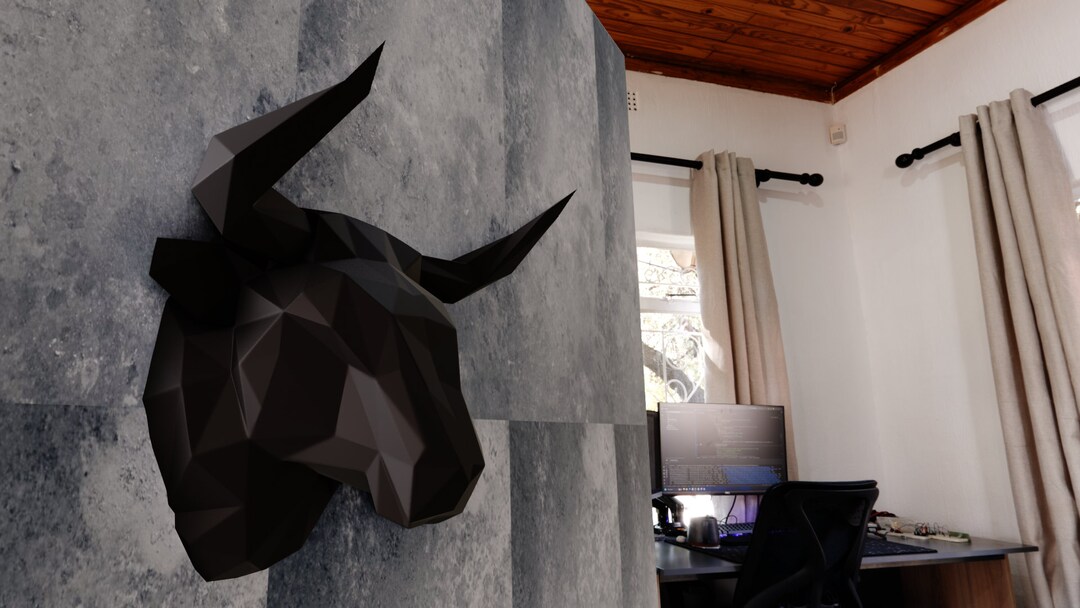 Low Poly Spanish Bull Head Wall Mount Farm and Home Decor - Etsy