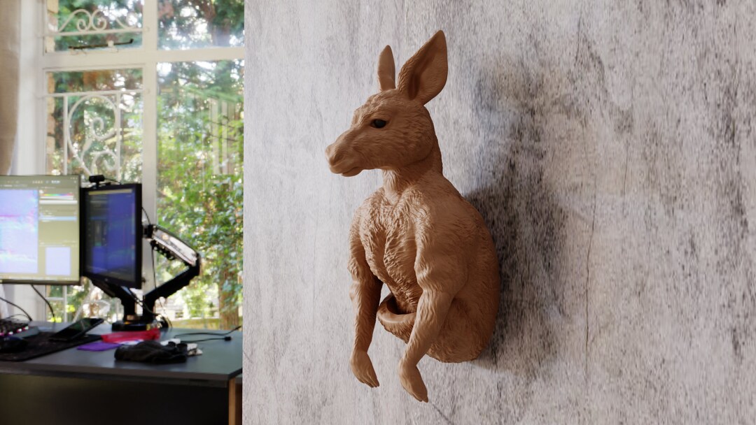 Wall Mounted Kangaroo Sculpture, Kangaroo Head, Wall Art, Home Decor ...