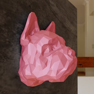French Bulldog Head Wall Mount Low Poly, Geometrical, Dog Head, Animal ...