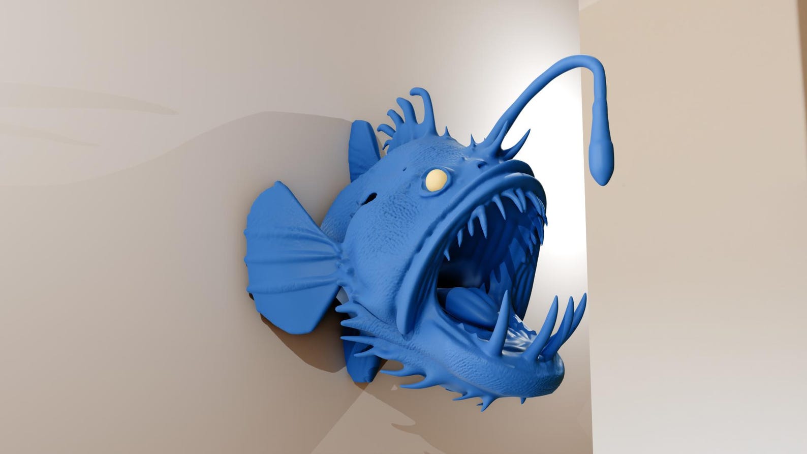 Angler Fish Head Mouth Open Wall Mount, Wall Art, Decor, Wall Mount ...