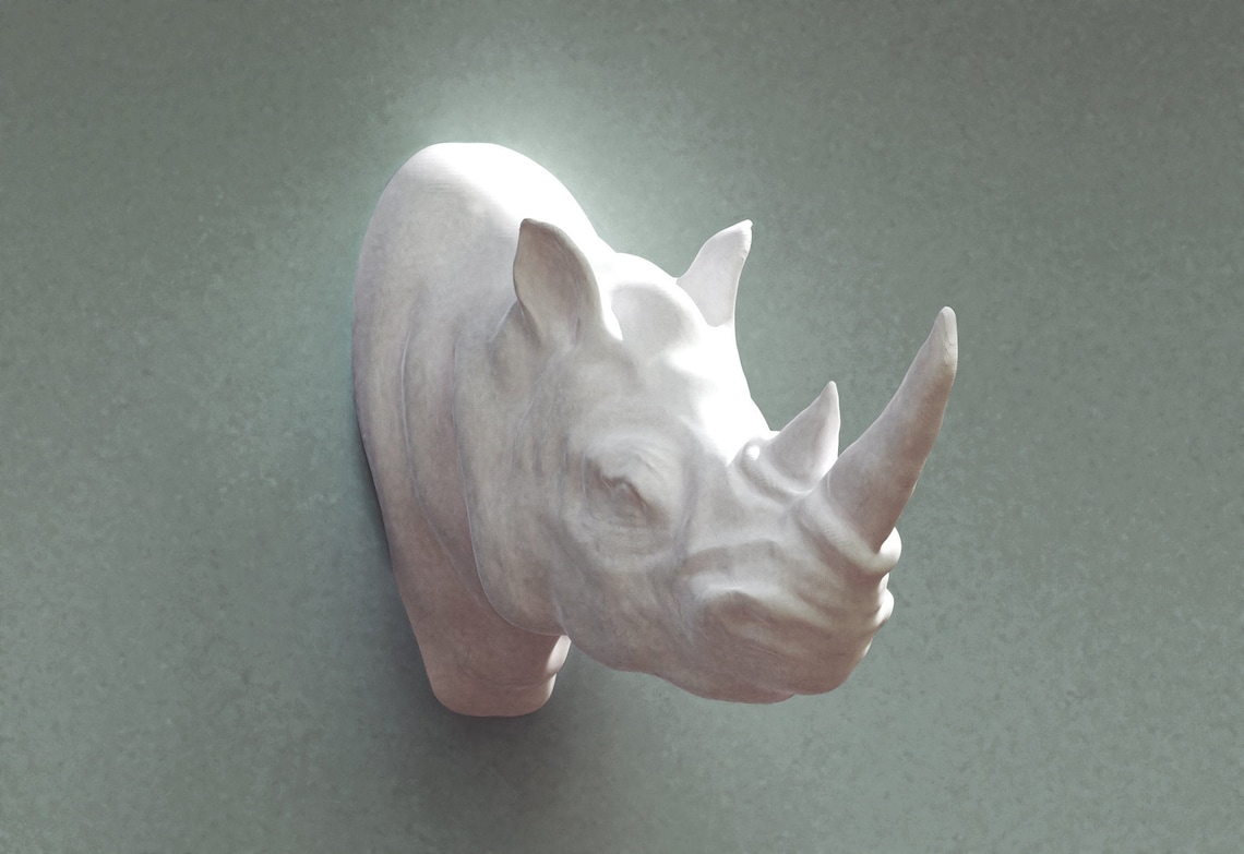 Rhino Head Sculpt Rhino Headwall Mount Art Wall Mounted - Etsy