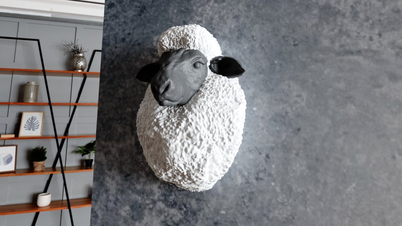 Sheep Head Wall Mount, Woolly Sheep, Farm Decor - Etsy