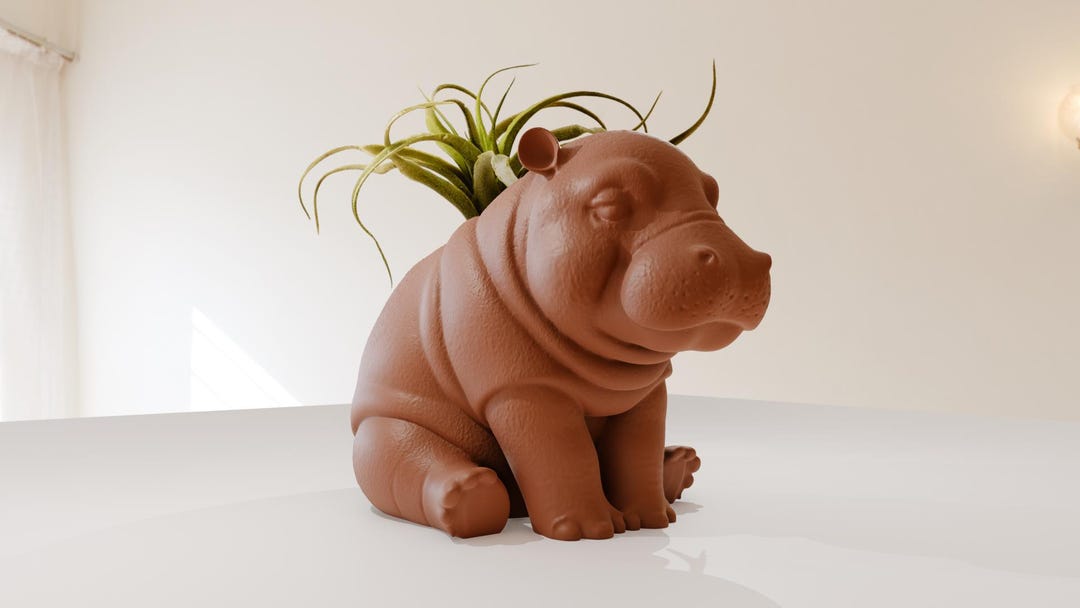 Hippo Calf Statue Handmade, Planter Pot, Flower Vase, Outdoor and ...