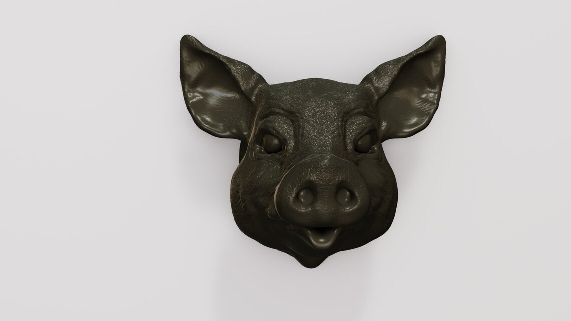 Pig Head Wall Mount, Piglet, Animal Wall Mount, Animal Head Statue ...