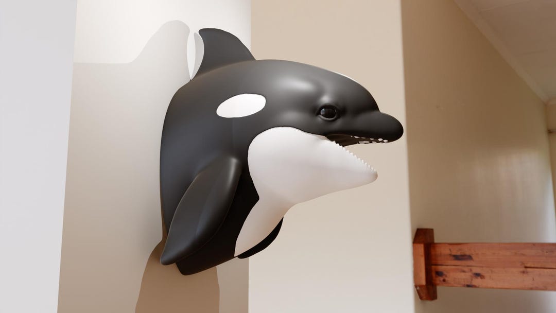Orca Whale Head Mouth Open Taxidermy, Wall Mount Decor, Wall Art, 3d ...