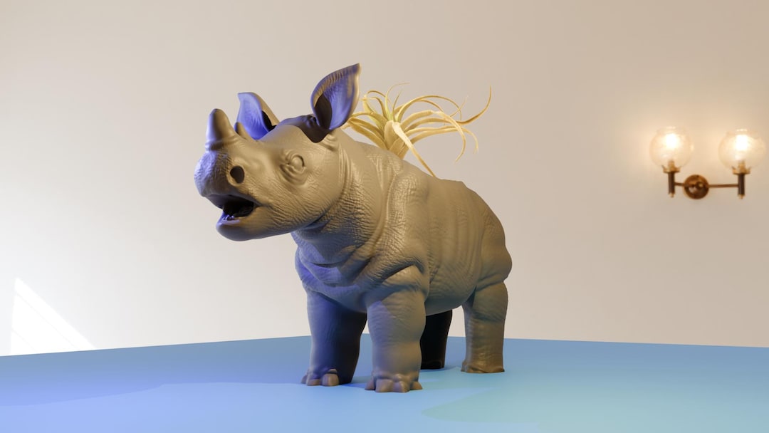 Baby Rhino Planter Pot Flower Vase, Rhino Head, Wall Mount Art, Home ...