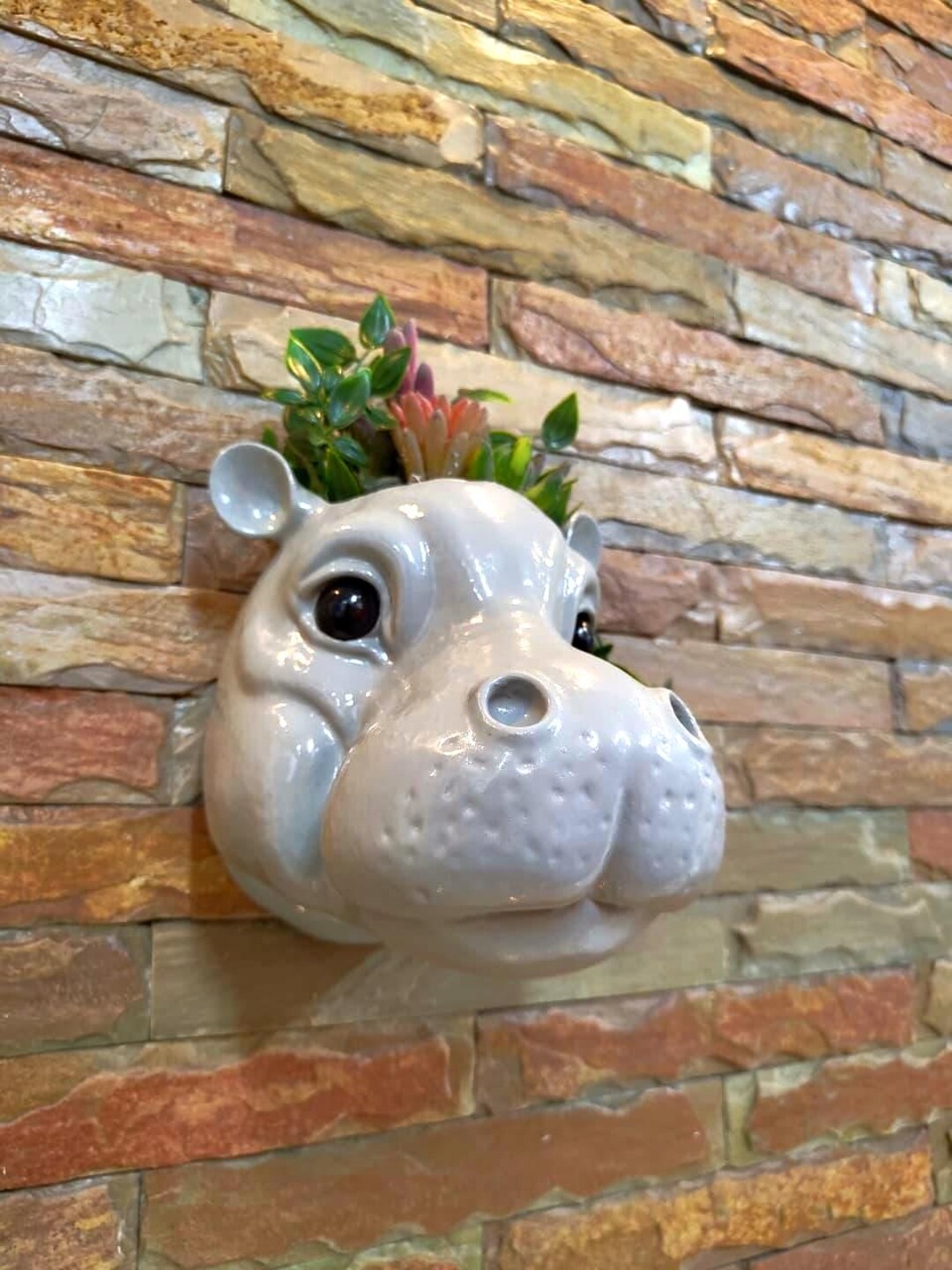 Hippo Calf Head Handmade, Planter Pot, Flower Vase, Outdoor and Garden ...