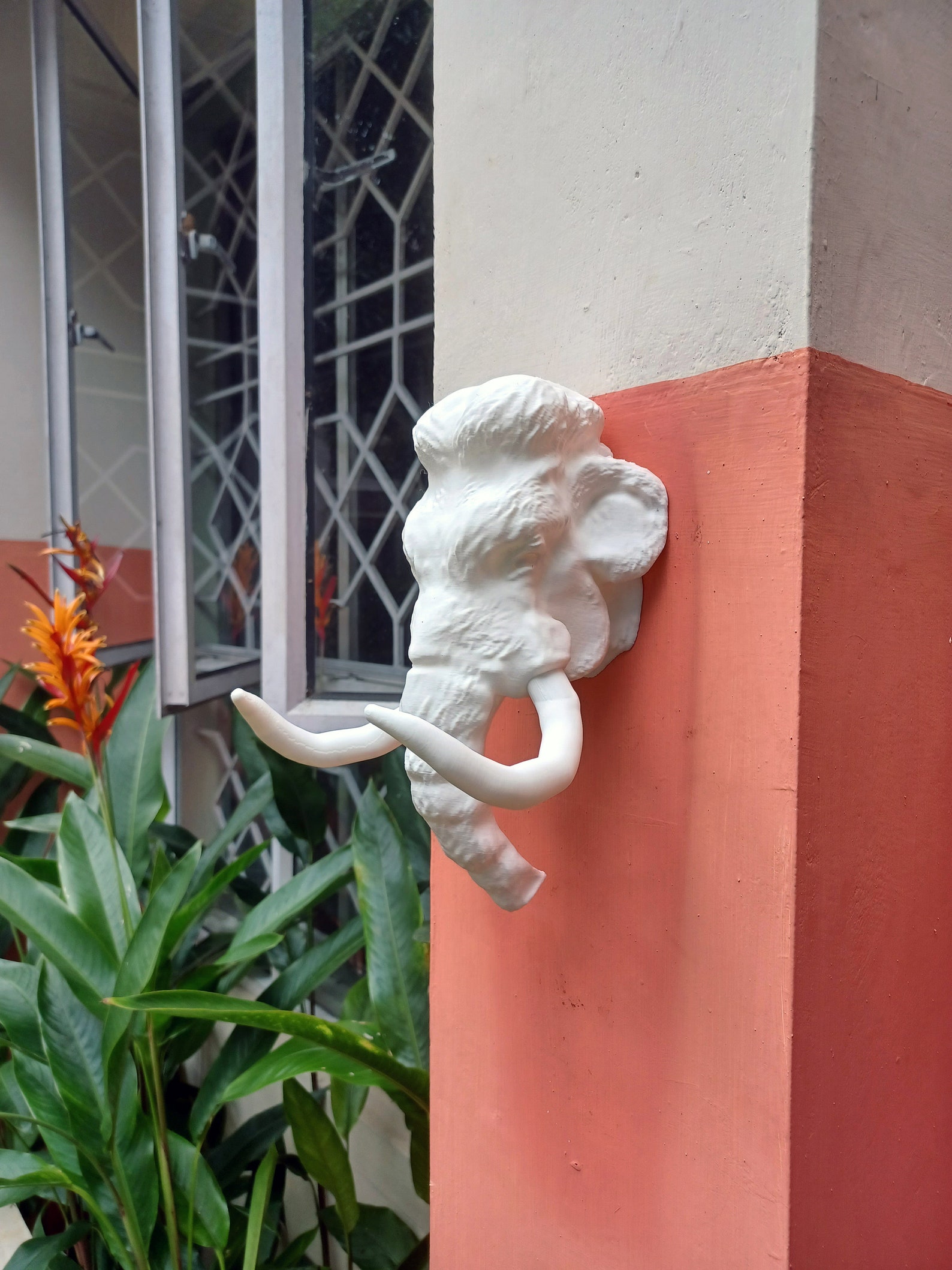 Mammoth Head Wall Mount, Mammoth Art, Animal Head, White Faux Taxidermy ...