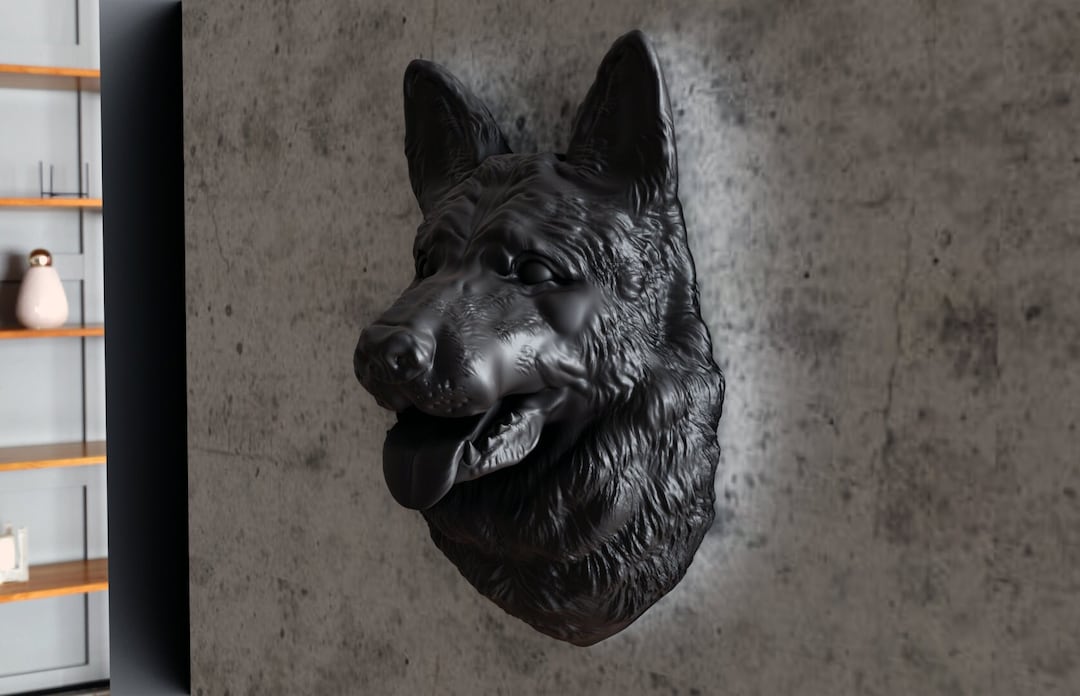 German Shepherd Head Wall Mount, Dog Head, Animal Wall Mount, Home and ...