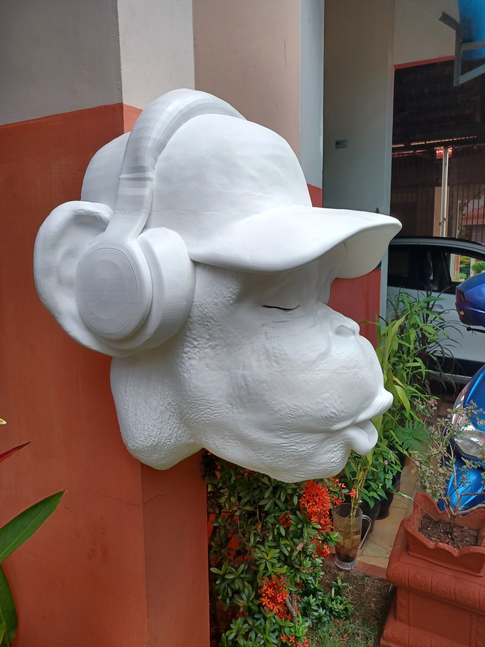 Monkey Head Wall Art, Mounted, Listening to Music and Whistling With ...