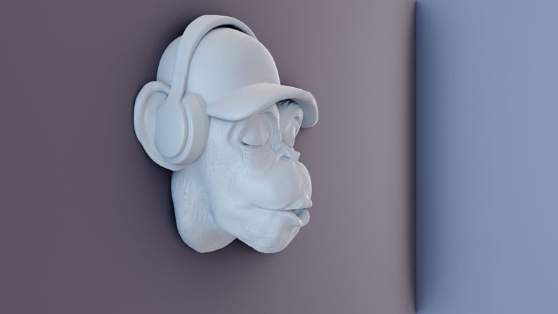 Monkey Head Wall Art, Mounted, Listening to Music and Whistling With ...