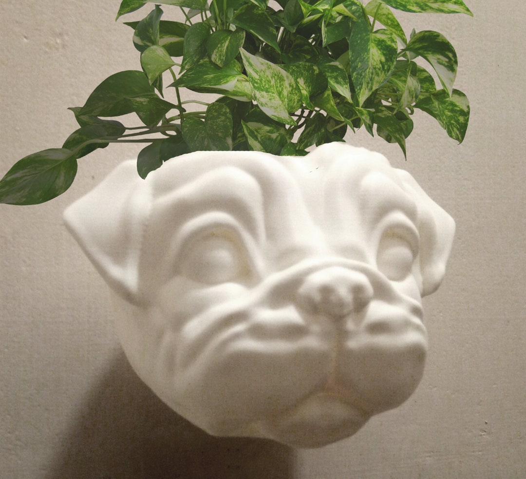 Pug Head Planter, Wallmount Planter, Home and Living, Outdoor and ...