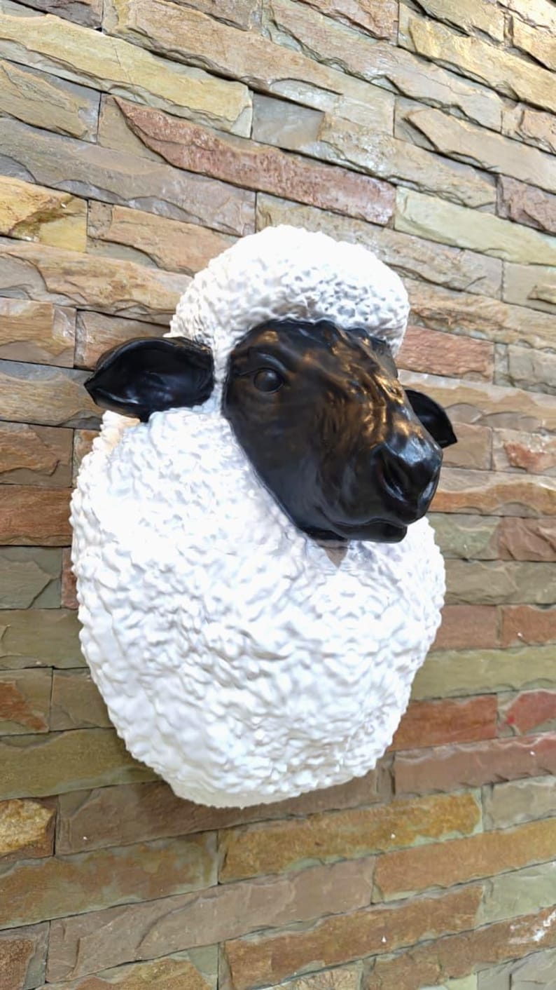 Sheep Head Wall Mount, Woolly Sheep, Farm Decor - Etsy