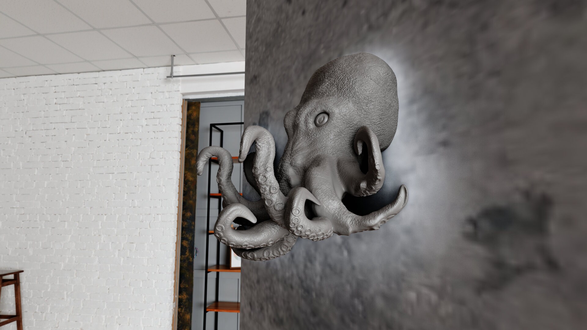 Octopus Head Wall Mount, Wall Art, Decor, Swimming Sea Creature, Head ...