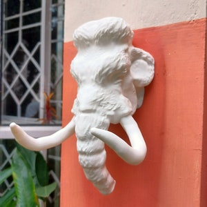Mammoth Head Wall Mount, Mammoth Art, Animal Head, White Faux Taxidermy ...