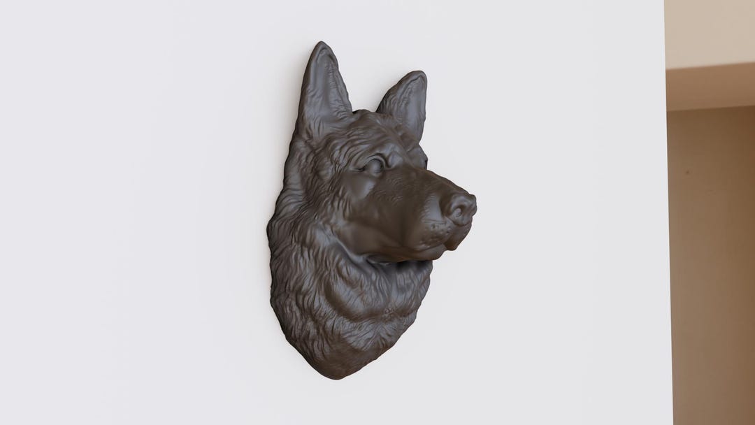 German Shepherd Head Wall Mount, Dog Head, Animal Wall Mount, Home and ...