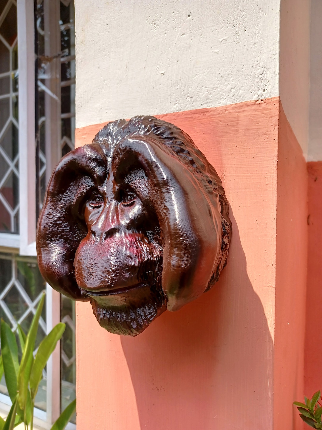 Wall Mount Orangutan Head Taxidermy, Monkey Decor, Ape Wall Art, 3d ...
