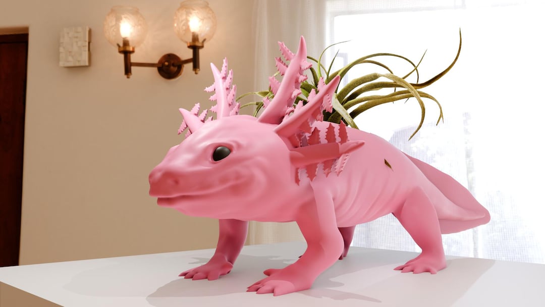 Axolotl Cute Sea Creature Planter Pot Flower Vase, Wall Art, Decor ...
