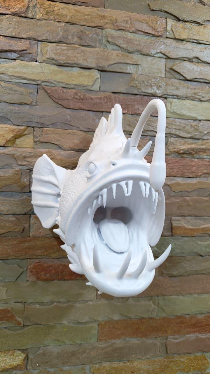 Angler Fish Head Mouth Open Wall Mount, Wall Art, Decor, Wall Mount ...