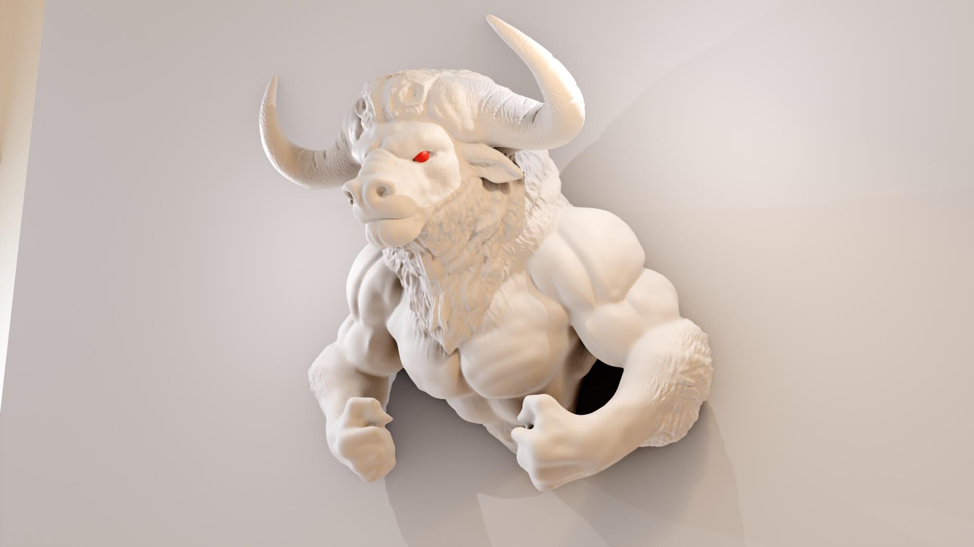 Minotaur Head Wall Mount With Arms, Greek Mythical, Spanish Bull Head ...