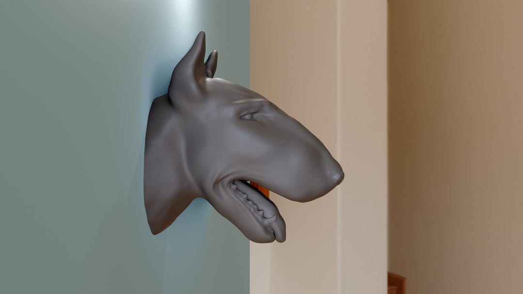 Bull Terrier Dog Head Wall Mount, Wall Art, Decor, Wall Mount, Head ...