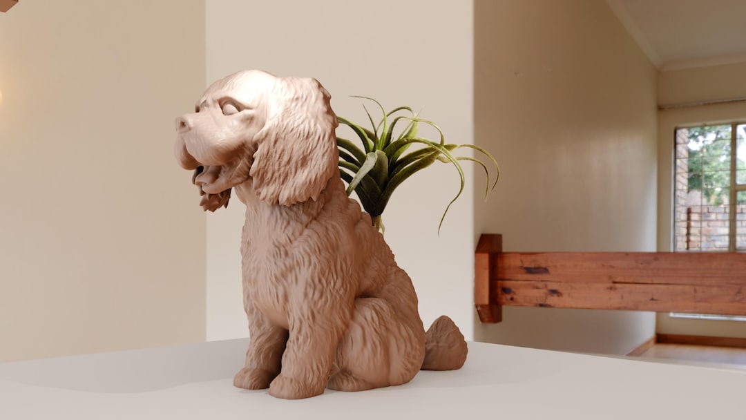 Cavalier King Charles Spaniel Dog Smiling Sitting Planter Pot Flower ...