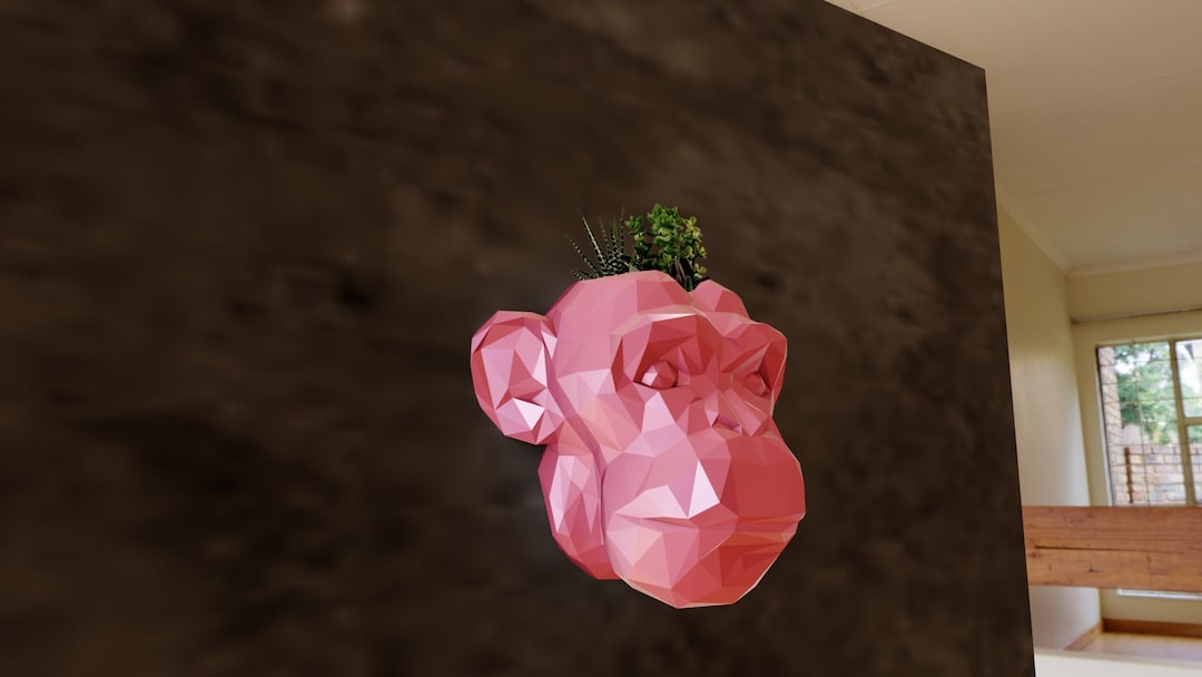 Ape Monkey Low Poly Head Planter Pot, Wall Art, Head Taxidermy, Monkey ...